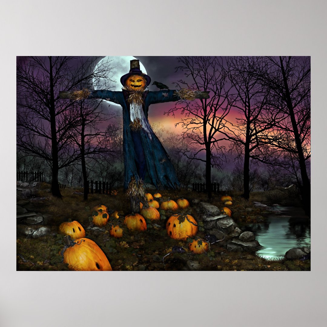 Halloweens Harvest -Scarecrow Poster | Zazzle