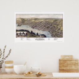 Hallowell, ME Panoramic Map - 1878 Poster | Zazzle