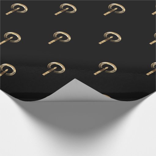 Halo around Candle Flame Pattern Black and Gold Wrapping Paper | Zazzle