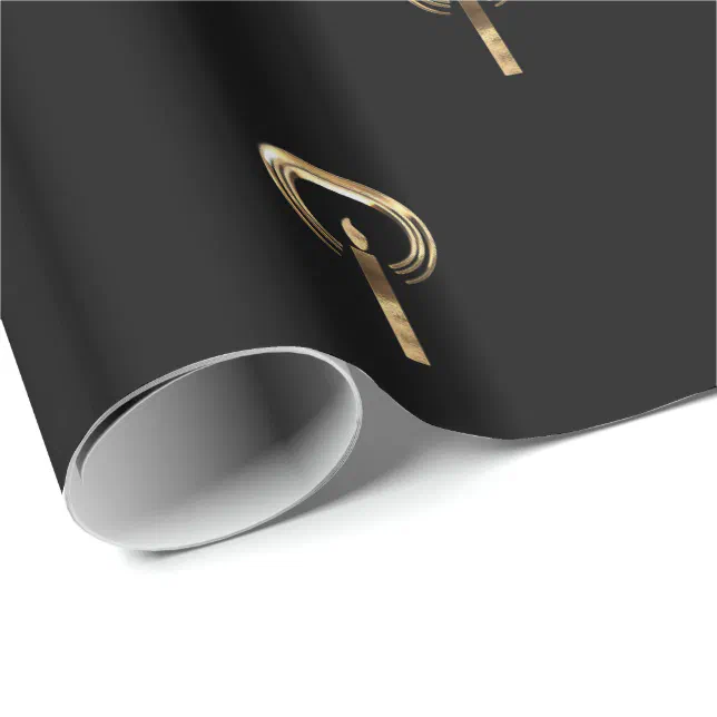 Halo around Candle Flame Pattern Black and Gold Wrapping Paper | Zazzle