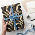 Halo around Candle Flame Pattern Black and Gold Wrapping Paper | Zazzle