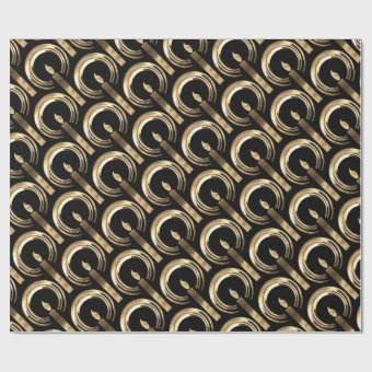 Halo around Candle Flame Pattern Black and Gold Wrapping Paper | Zazzle