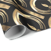 Halo around Candle Flame Pattern Black and Gold Wrapping Paper | Zazzle