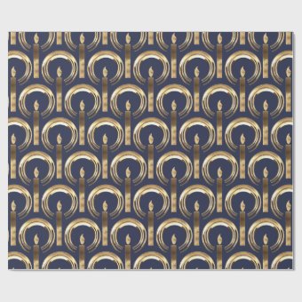 Halo around Candle Flame Pattern Blue and Gold Wrapping Paper | Zazzle