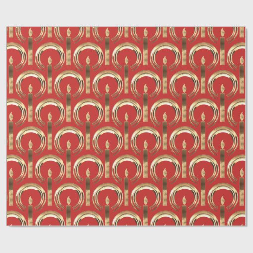 Halo around Candle Flame Pattern Red and Gold Wrapping Paper | Zazzle