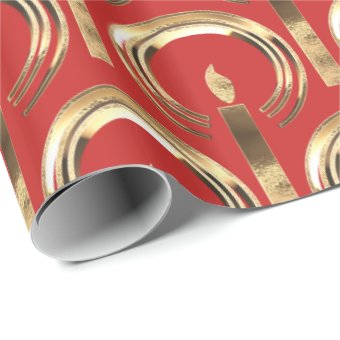 Halo around Candle Flame Pattern Red and Gold Wrapping Paper | Zazzle