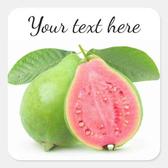 Halved guava square sticker | Zazzle