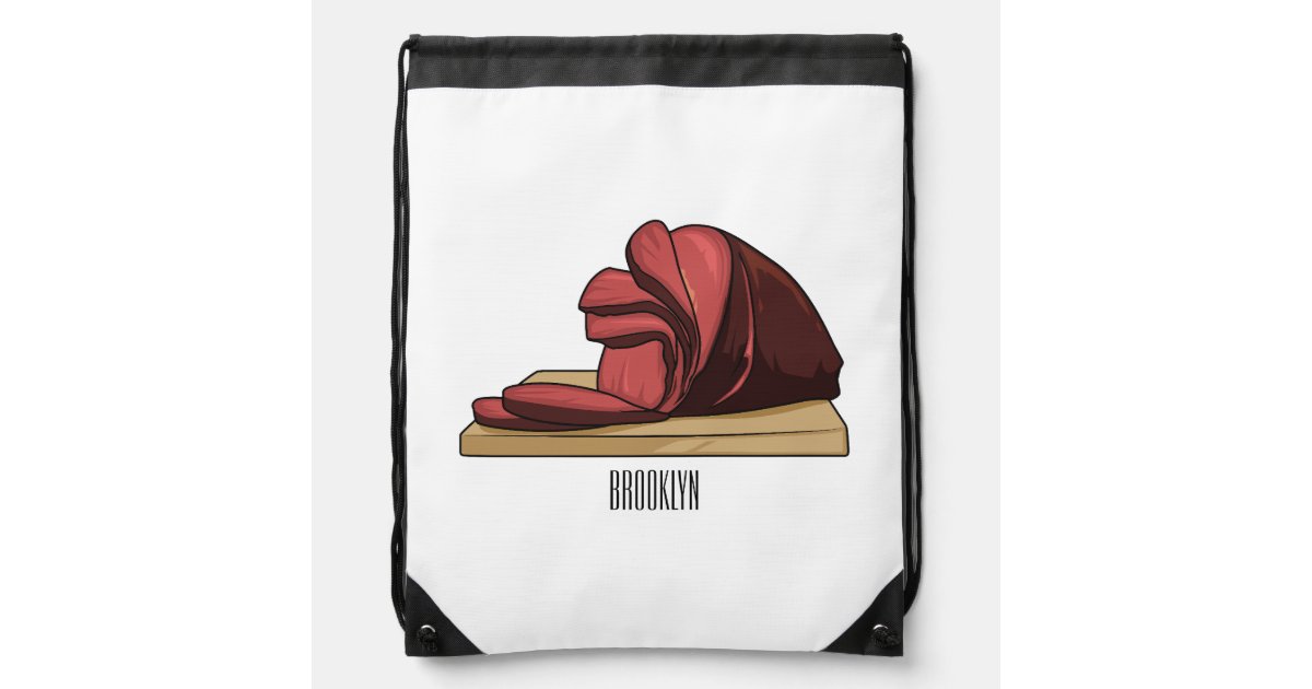 Ham cartoon illustration drawstring bag | Zazzle