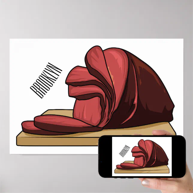 Ham cartoon illustration poster | Zazzle