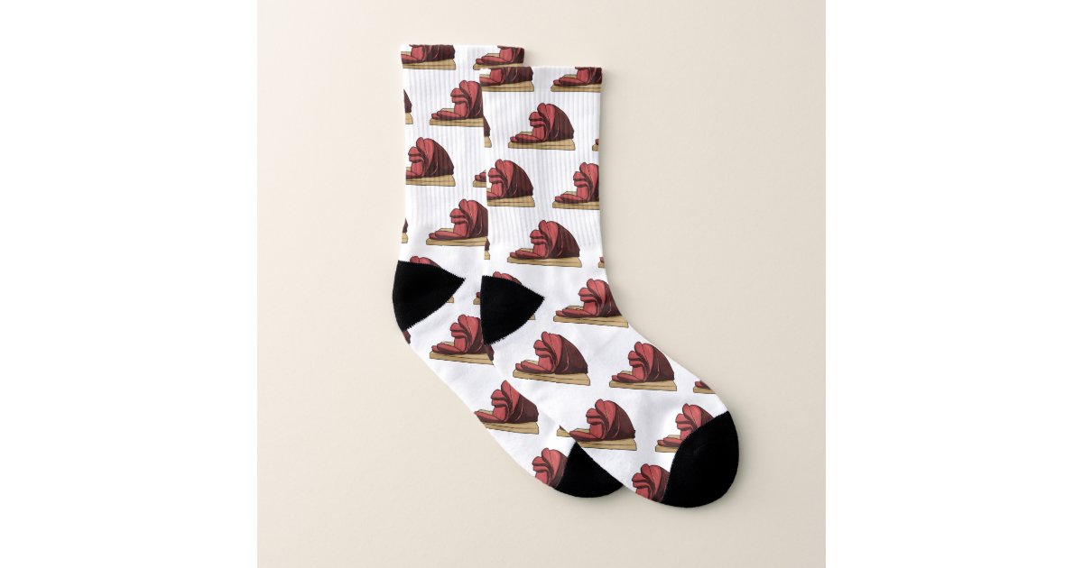 Ham cartoon illustration socks | Zazzle