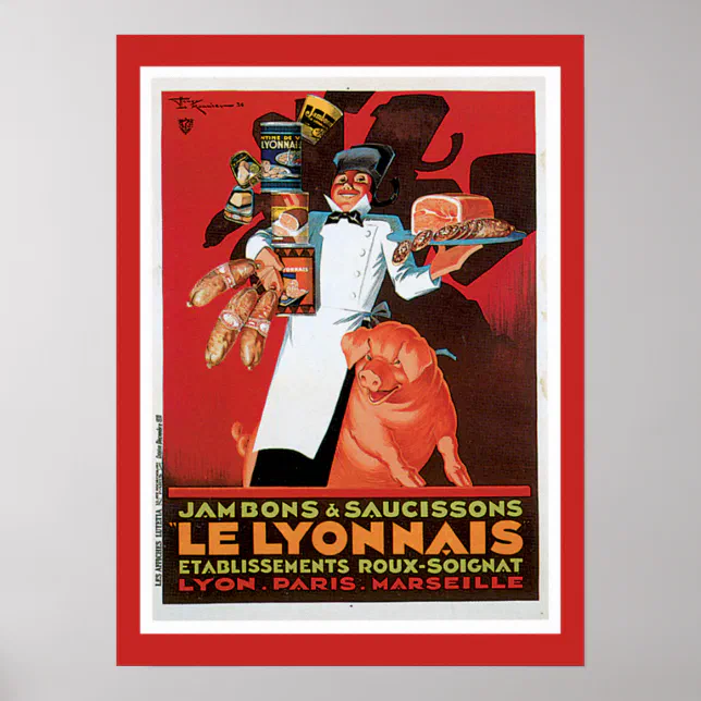 Ham French Food Vintage Poster | Zazzle