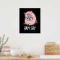 Ham-gry Funny Animal Pig Pun Dark BG Poster | Zazzle