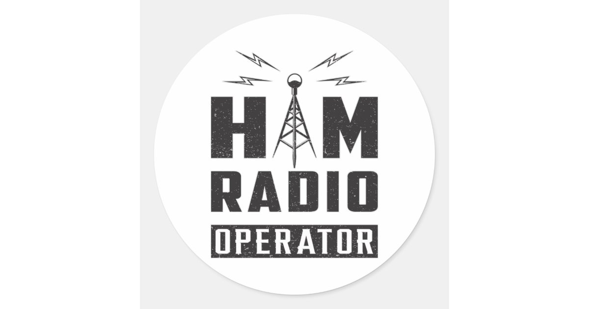HAM Radio Amateur Frequency Operator Antenna Gift Classic Round Sticker ...