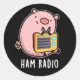 Ham Radio Funny Pig Pun Dark BG Classic Round Sticker | Zazzle