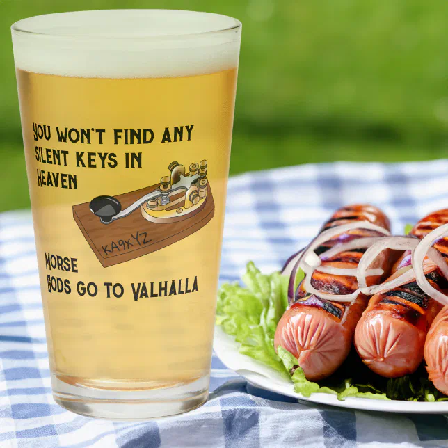 HAM Radio Morse Gods Go to Valhalla Glass | Zazzle