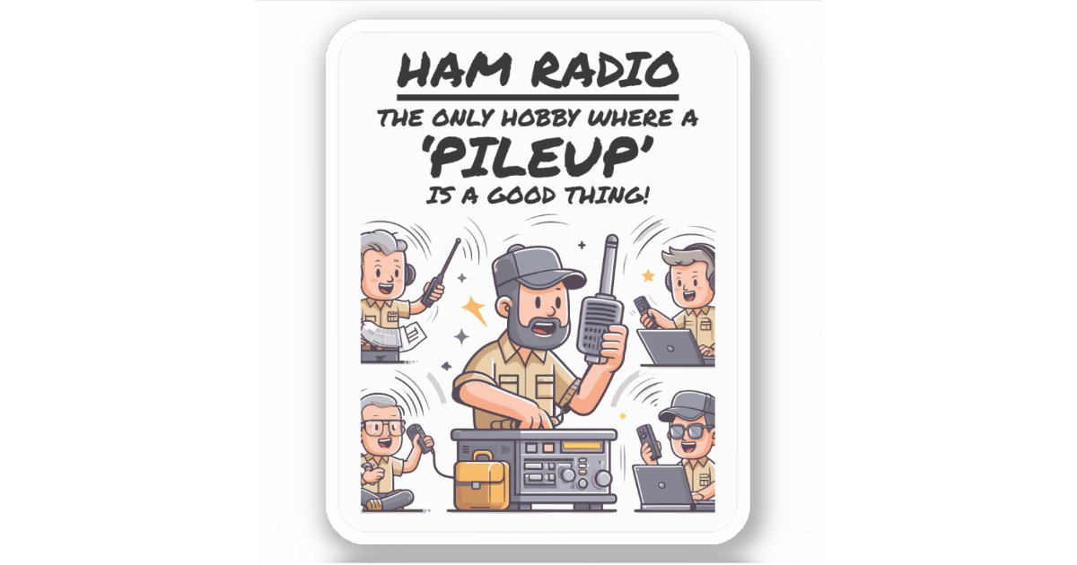Ham Radio Operator Playful Cartoon Funny Hobby Sticker | Zazzle