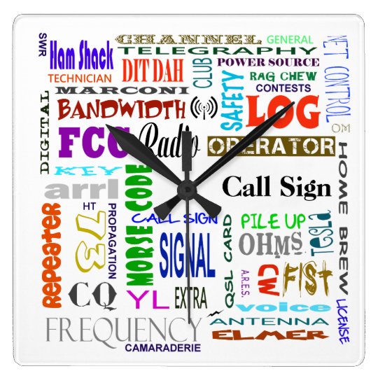 Ham Radio Word Collage Wall Clock Customize It! | Zazzle.com