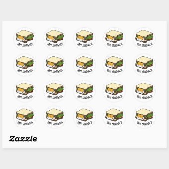 Ham Sandwich Funny Hamster Pun Classic Round Sticker | Zazzle