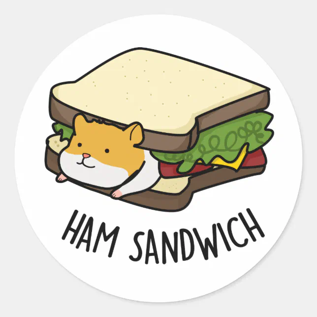 Ham Sandwich Funny Hamster Pun Classic Round Sticker | Zazzle
