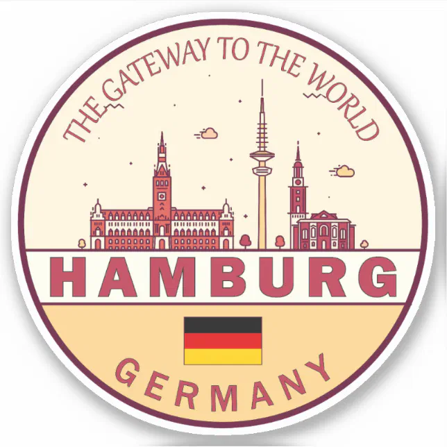 Hamburg Germany City Skyline Emblem Sticker | Zazzle