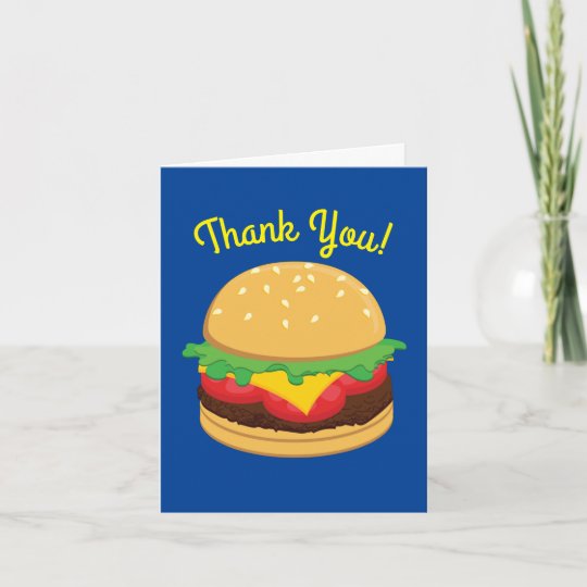 Hamburger Birthday party Burger Thank You Cards | Zazzle.com