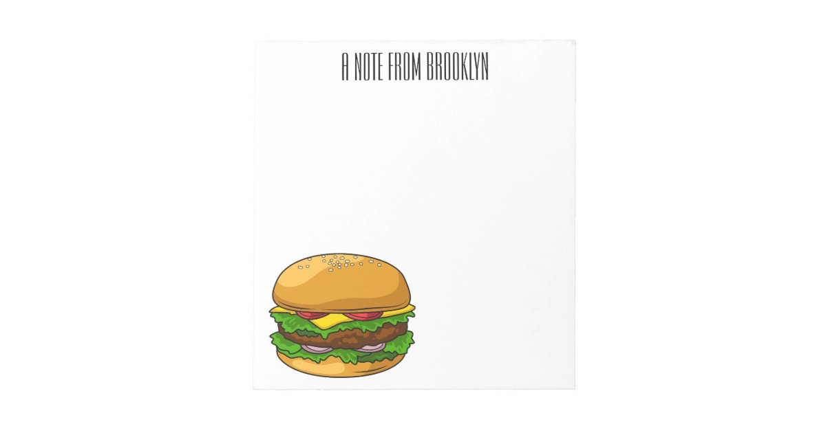Hamburger cartoon illustration notepad | Zazzle