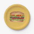 Hamburger Cheeseburger Fast Food Cheese Burger Paper Plates | Zazzle