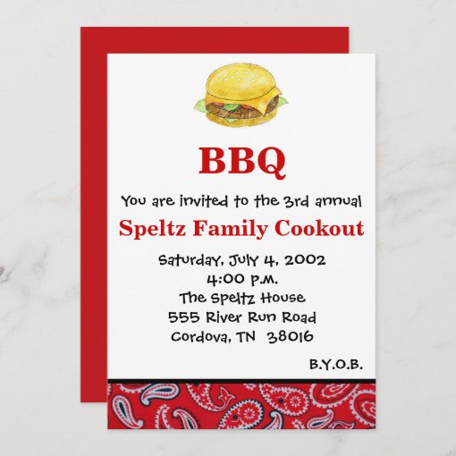 Hamburger Cookout Invitation | Zazzle