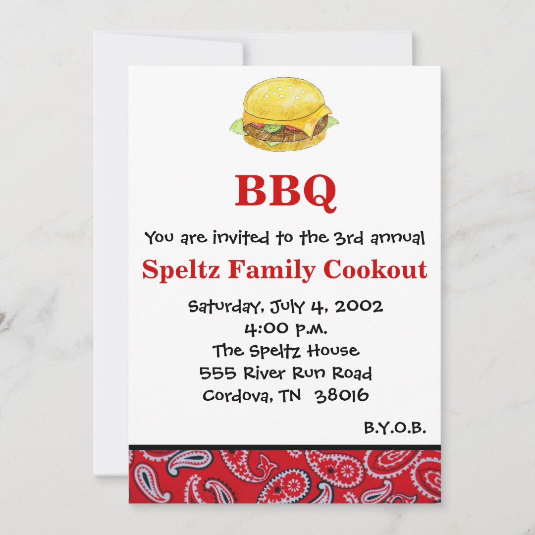 Hamburger Cookout Invitation | Zazzle