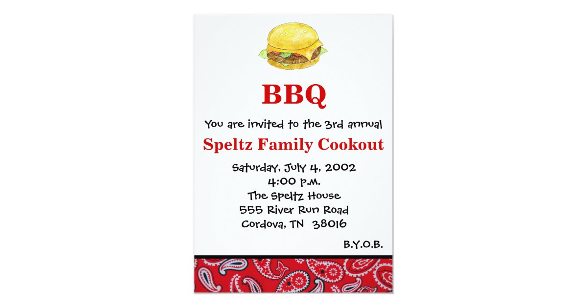 Hamburger Cookout Invitation | Zazzle.com