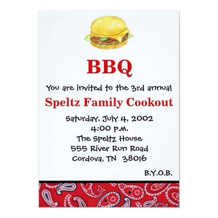 Hamburger Cookout Invitation | Zazzle.com