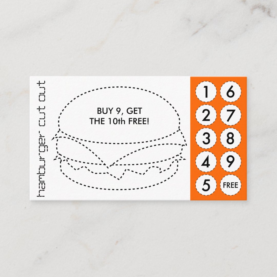 hamburger cut out punch cards | Zazzle