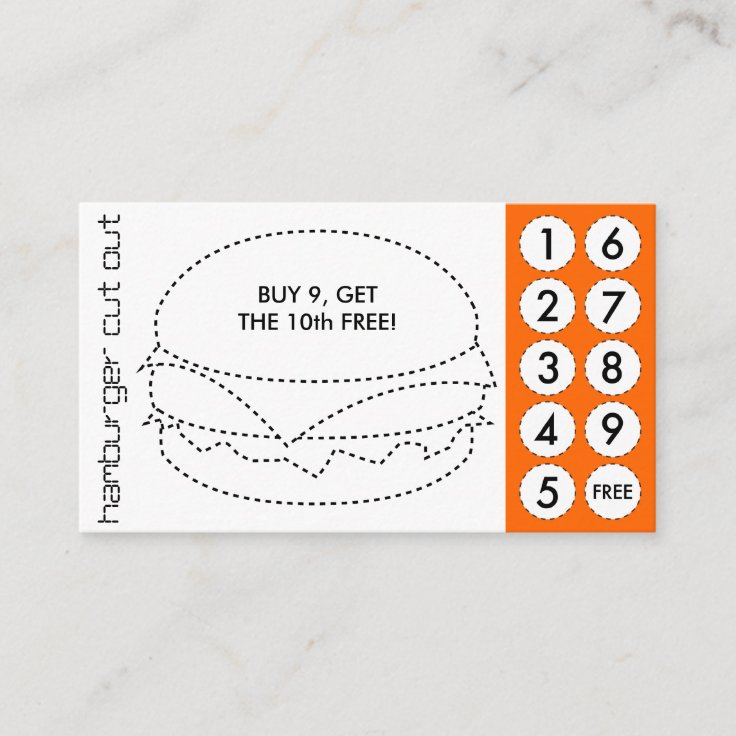 hamburger cut out punch cards | Zazzle