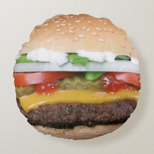 Hamburger Pillow - Round Pillow | Zazzle.com