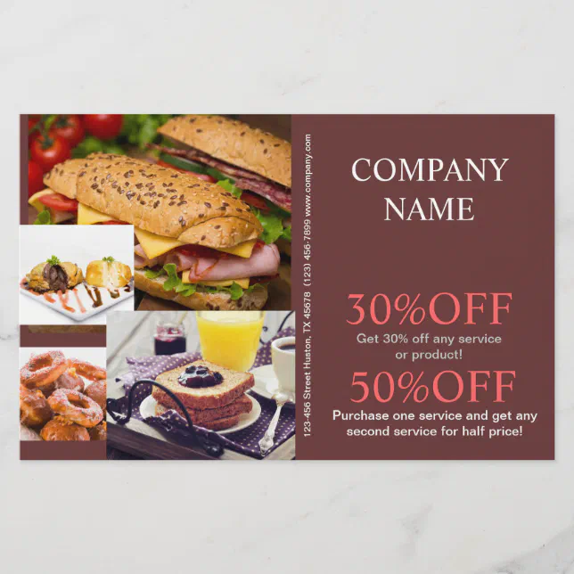 hamburger sandwich private chef catering flyer | Zazzle