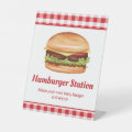 Hamburger Station Burger Bar Make Your Own Burger Pedestal Sign | Zazzle