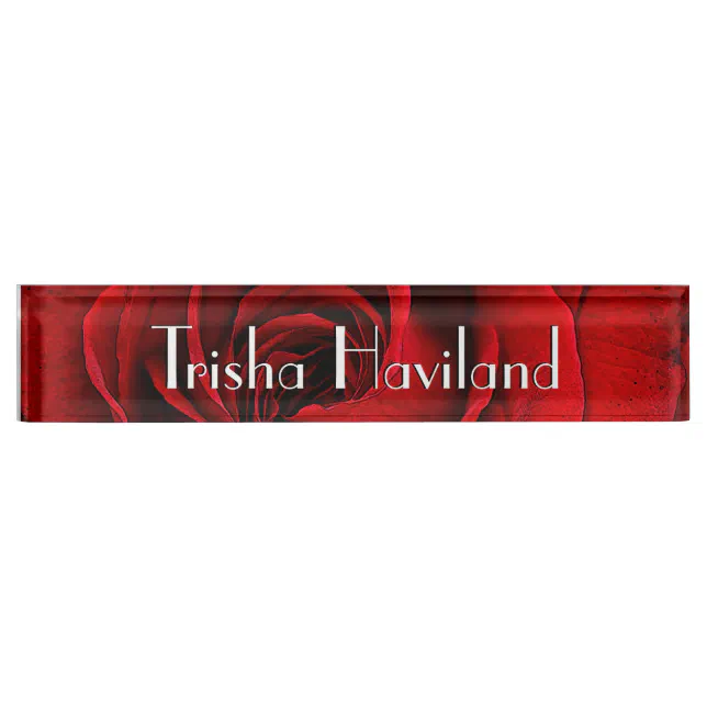 HAMbyWG Desk Name Plate - Classic Red Rose | Zazzle