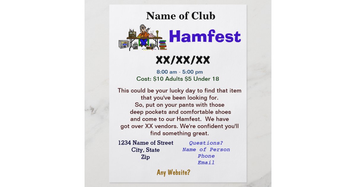 Hamfest Flyer 2-sided with Ham Vendor Customize It | Zazzle