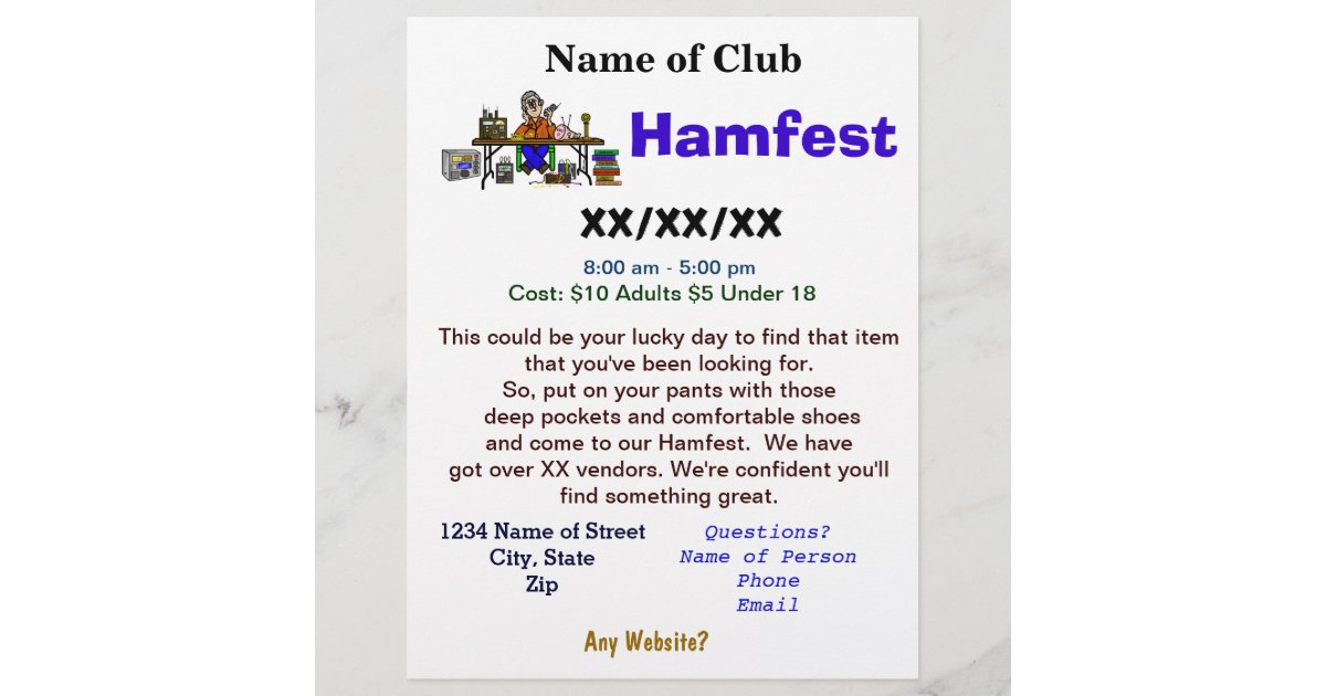 Hamfest Flyer 2-sided with Ham Vendor Customize It | Zazzle