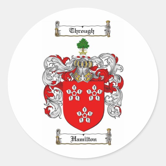 HAMILTON FAMILY CREST - HAMILTON COAT OF ARMS CLASSIC ROUND STICKER ...