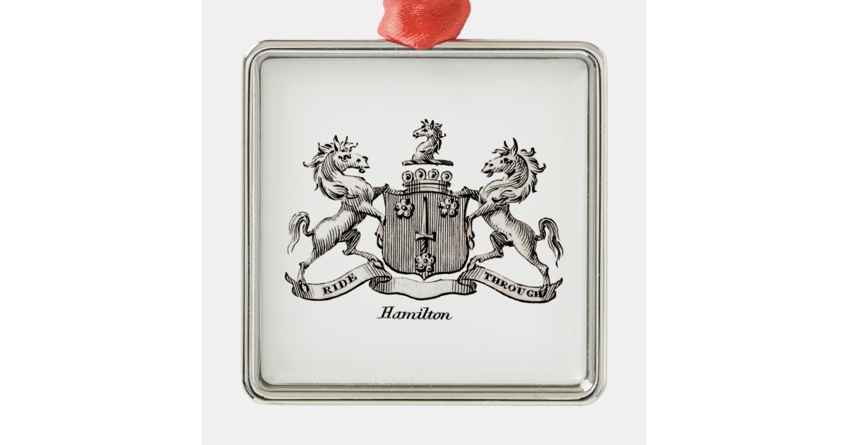 HAMILTON FAMILY CREST METAL ORNAMENT | Zazzle