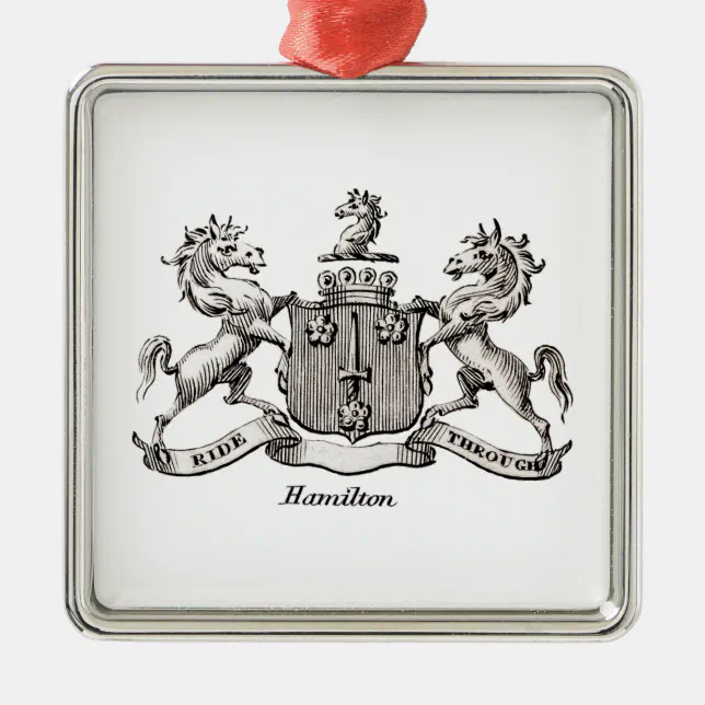 HAMILTON FAMILY CREST METAL ORNAMENT | Zazzle