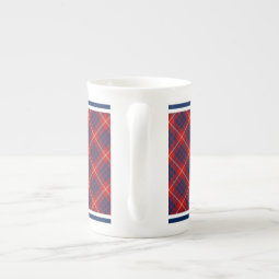 Hamilton Family Tartan Red and Royal Blue Plaid Bone China Mug | Zazzle