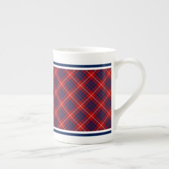 Hamilton Family Tartan Red and Royal Blue Plaid Bone China Mug | Zazzle