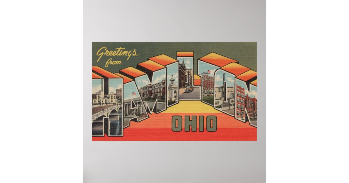 Hamilton, Ohio - Large Letter Scenes Poster | Zazzle