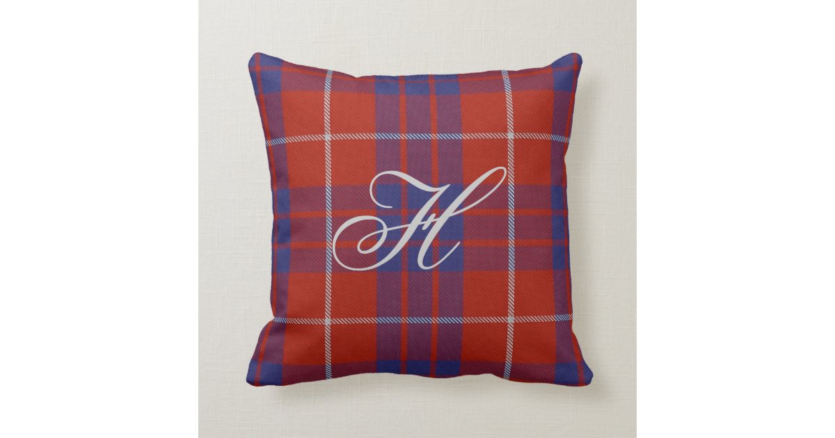 Hamilton Tartan Monogram Pillow | Zazzle.com