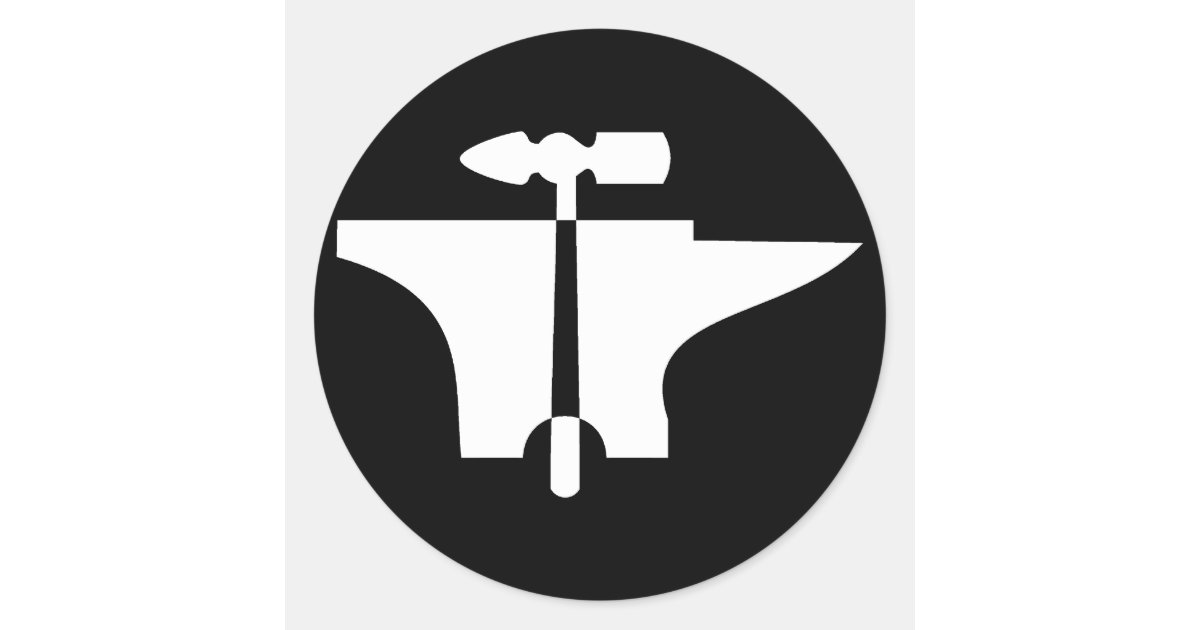 Hammer Amboss anvil Classic Round Sticker | Zazzle