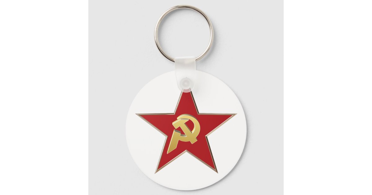 Hammer and sickle into the red star keychain | Zazzle