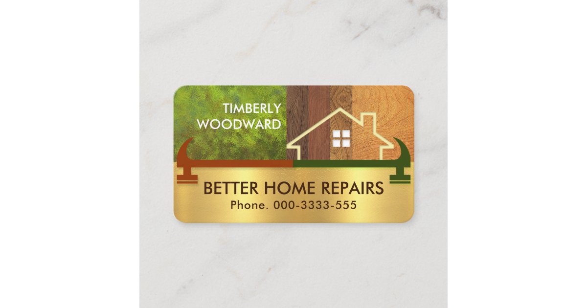 Hammer Border Timber Home Landscape Business Card | Zazzle
