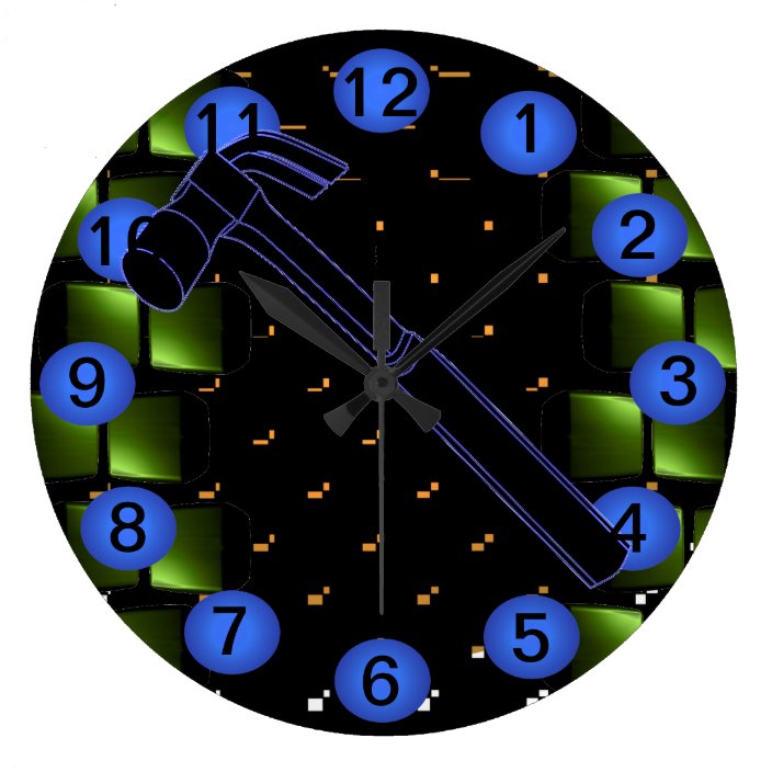 Hammer Construction Building Workshop Clock 12 | Zazzle.com